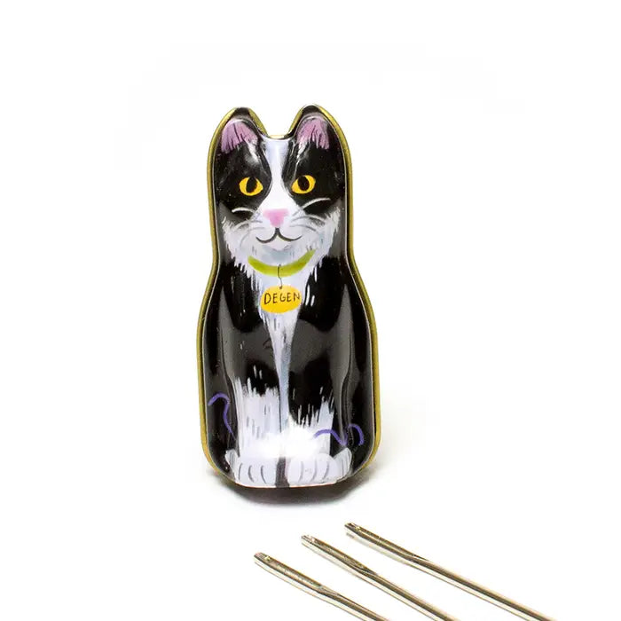 Black Tuxedo Cat Tin with Sewing/Tapestry Needles – Noma Knits